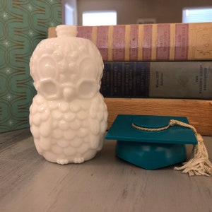 Vintage Avon Graduation Owl Bottle | Vintage Milk Glass Cologne Bottle ...