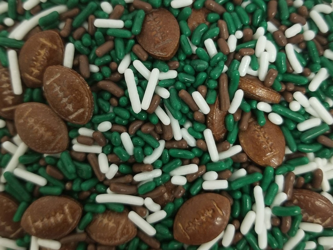 Football Sprinkles Green White and Brown - Etsy