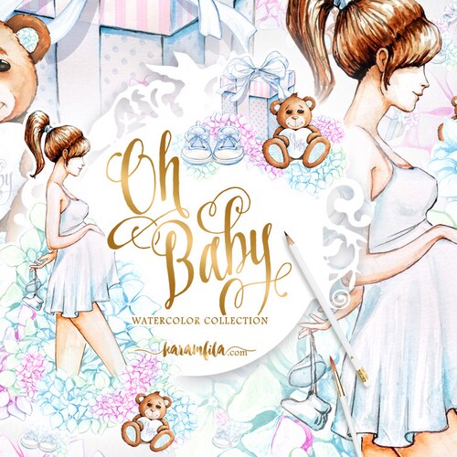 New Baby Clipart Pregnancy Clipart Cute Baby Clipart Girl | Etsy