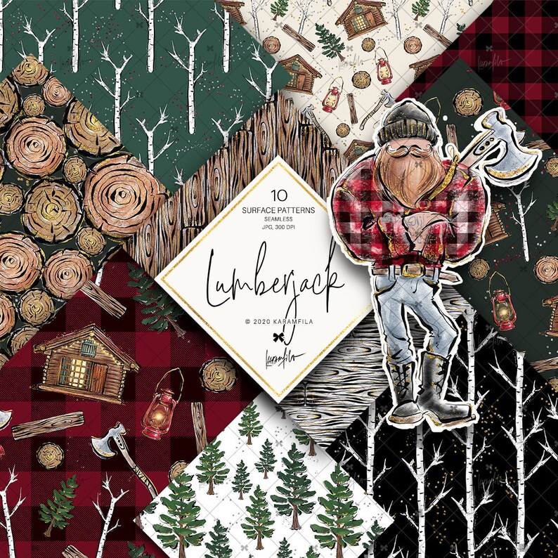 Lumberjack Digital Paper Plaid Patterns Karamfila's - Etsy