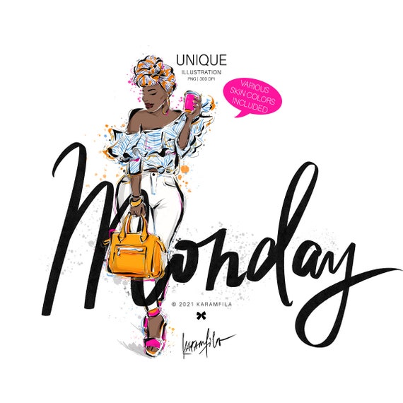 Monday Black Woman Girl Boss Clipart Karamfila's Dark - Etsy