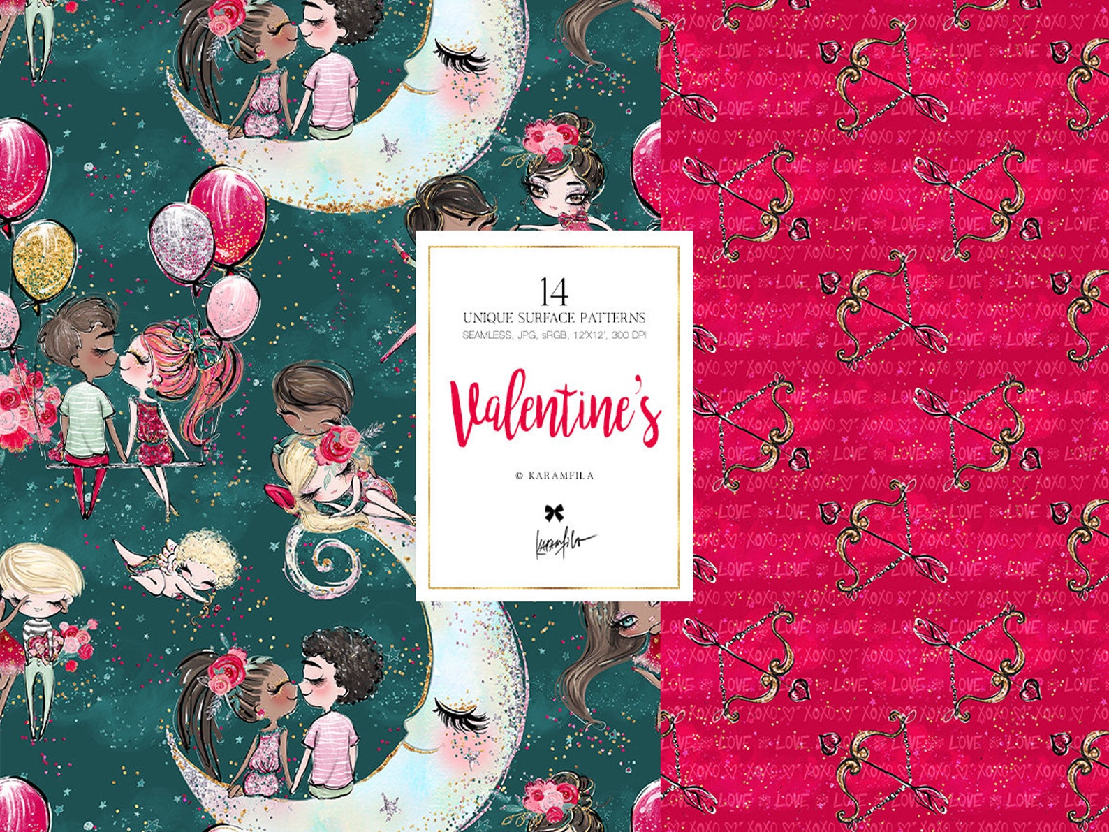 Valentine Digital Paper Valentine's Day Paper Valentine - Etsy