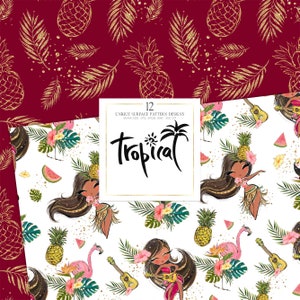 Tropical Digital Paper Glitter Flamingo Patterns Tropical - Etsy