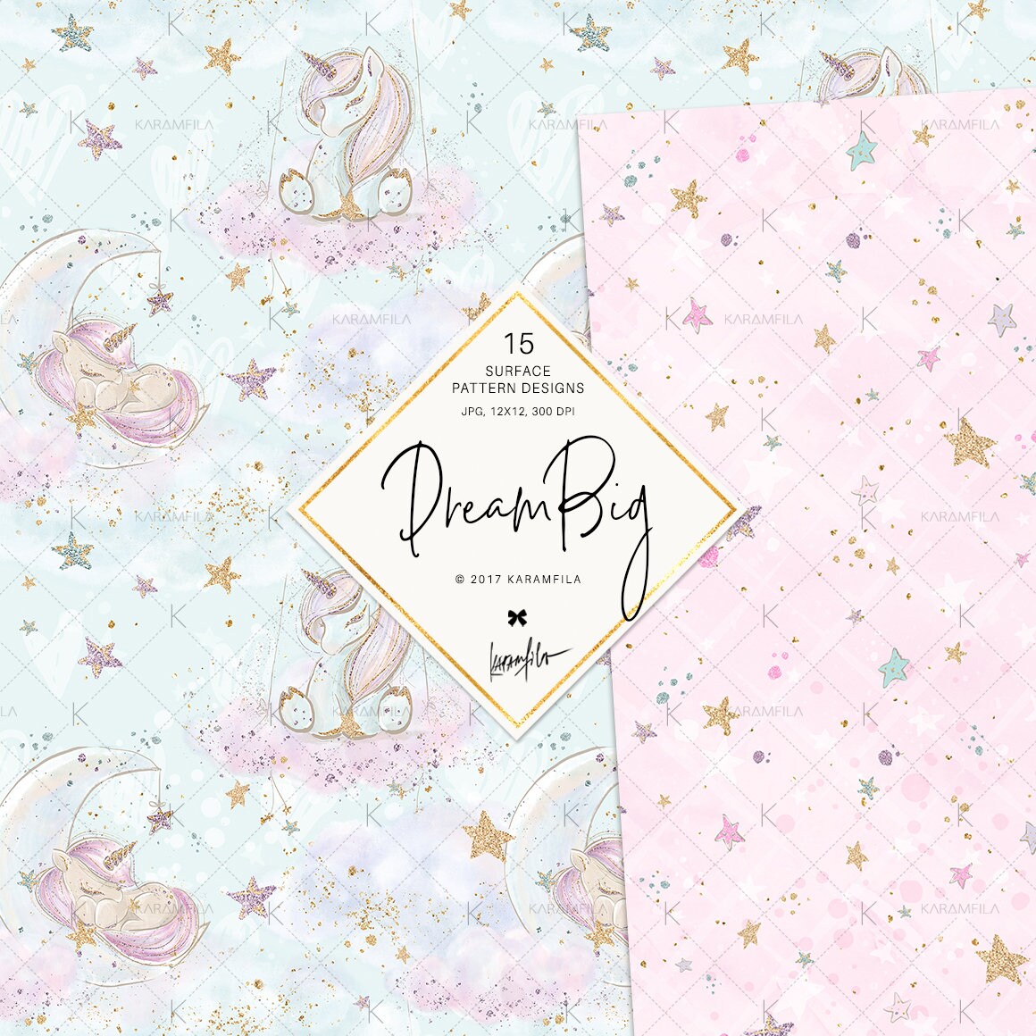 Unicorn Digital Paper Pastel Baby Digital Paper Baby Unicorn | Etsy UK