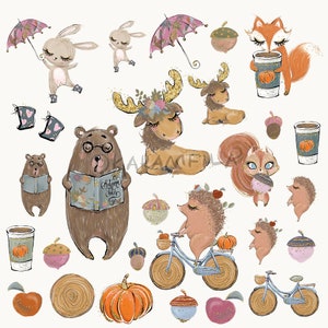 Fall Clipart Autumn Clipart Woodland Clipart Forest Animals - Etsy
