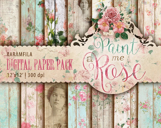 Royal Digital Paper Pack Marie Antoinette Shabby Paper Roses | Etsy