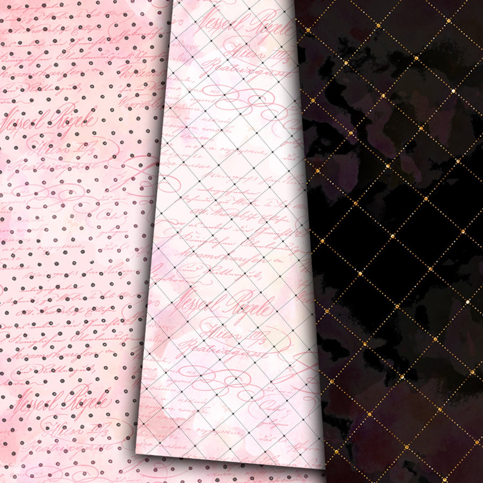 Pink and Gold Glitter Watercolor Digital Paper Basic Ballerina - Etsy