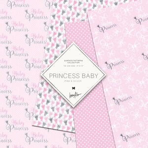 Baby Girl Digital Paper Pack Pink Grey Backgrounds Princess - Etsy