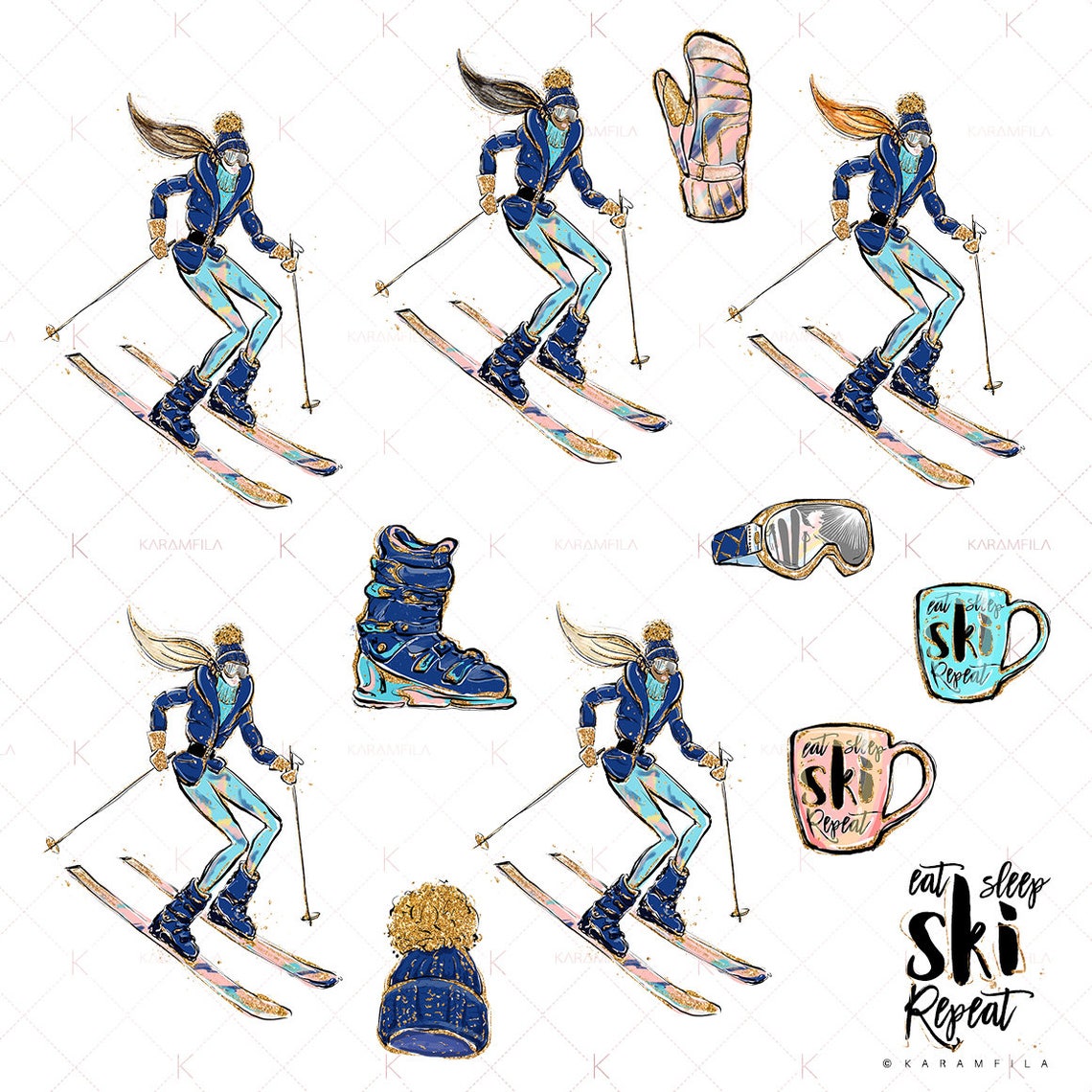 Snowboard Clipart Ski Clipart Winter Sports Clipart Ski | Etsy