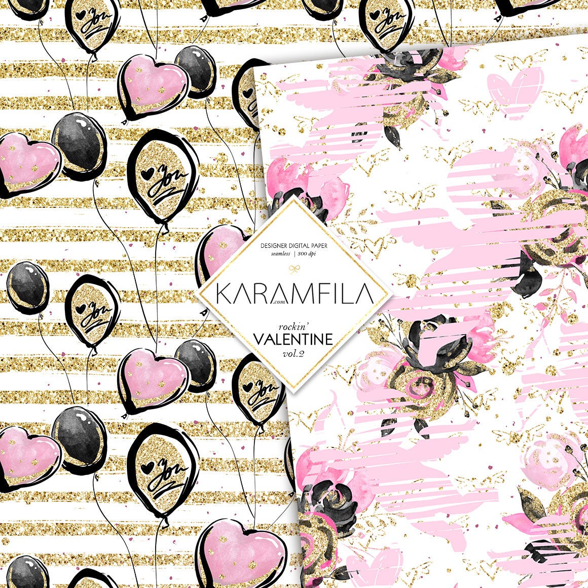 Pink Valentines Day Digital Paper Single Valentines Scrapbook | Etsy