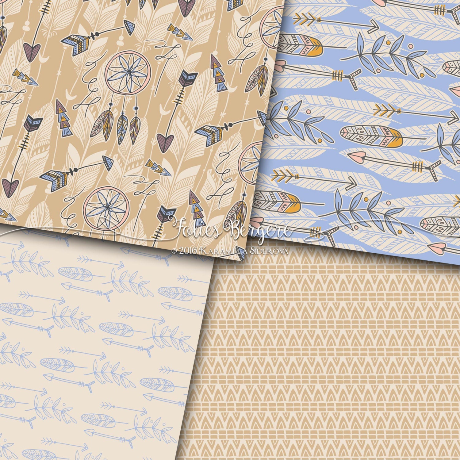 Tribal Paper Pack Boho Chic Digital Paper Hippie Patterns - Etsy