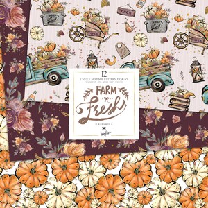 Fall Digital Paper Farmer Patterns Karamfila's Whimsical - Etsy