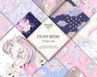 Unicorn Ice Cream Seamless Pattern Digital Paper Candy Surface - Etsy