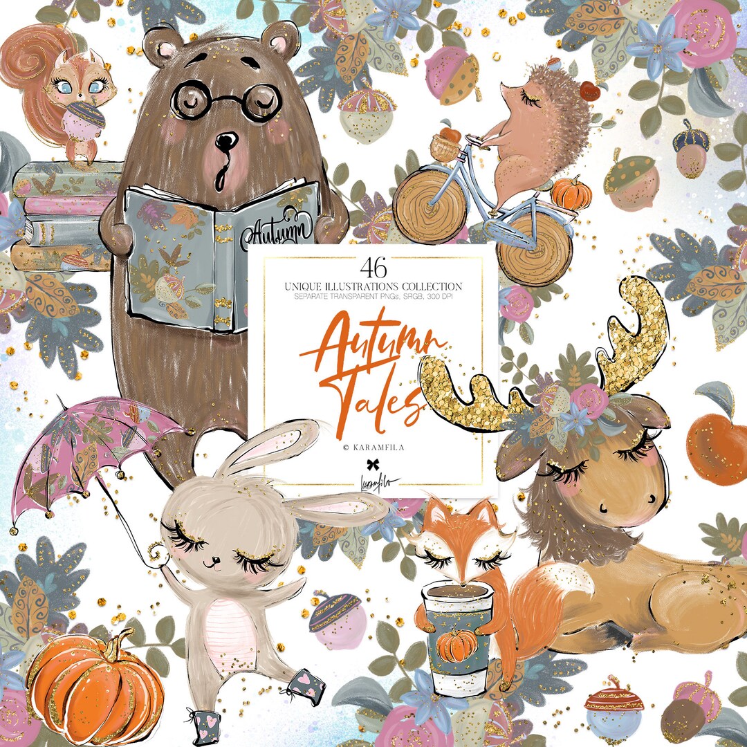Fall Clipart Autumn Clipart Woodland Clipart Forest Animals - Etsy