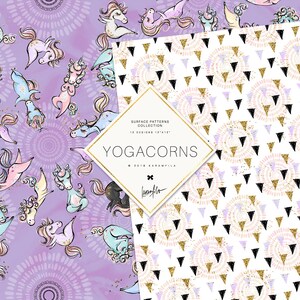 Yoga Unicorns Digital Paper Unicorn Yoga Patterns Yogacorns | Etsy