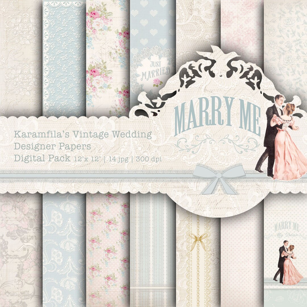 Wedding Digital Paper Pack Vintage Wedding Scrapbook Paper - Etsy