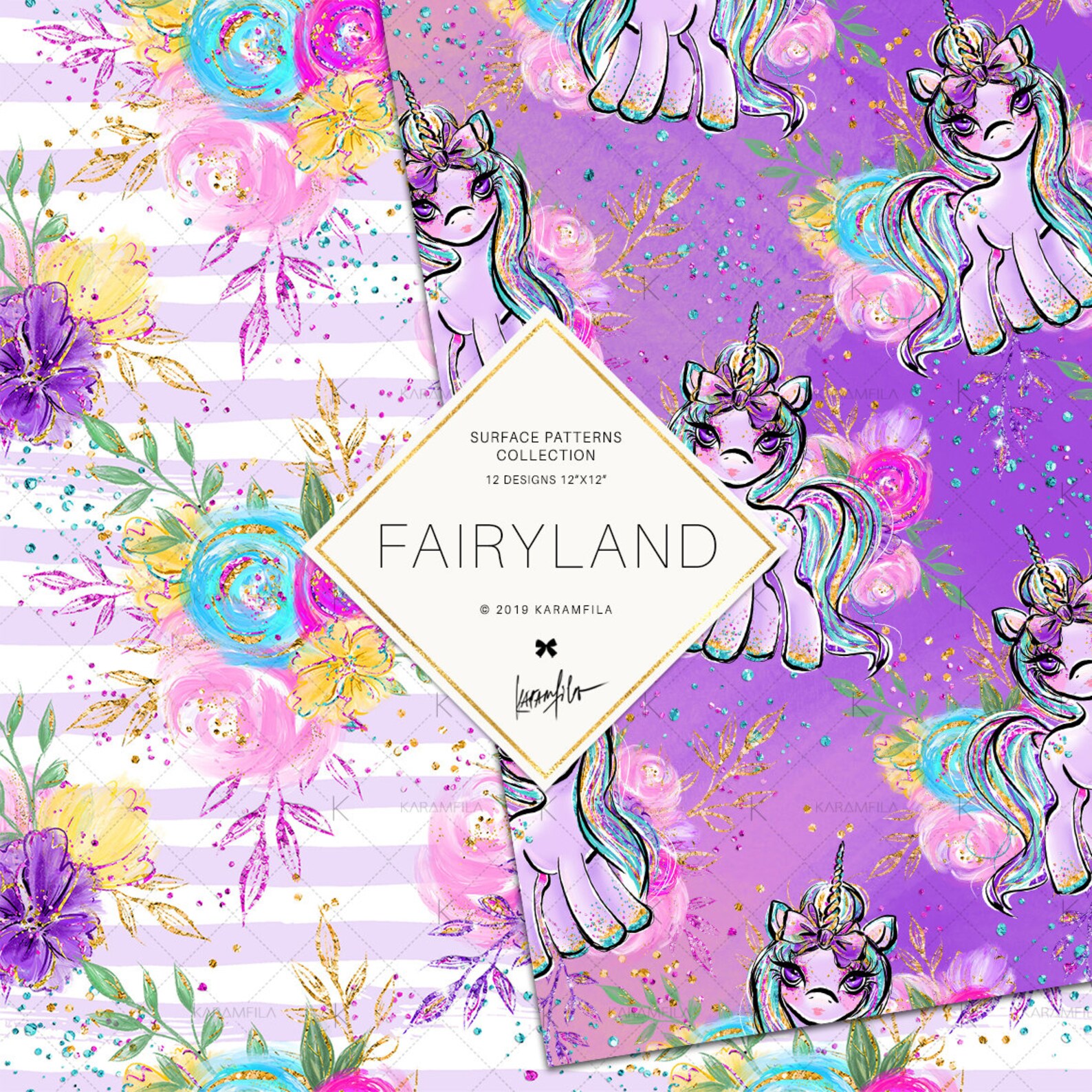 Fairy Digital Paper Unicorn Dragon Digital Paper Fairy | Etsy