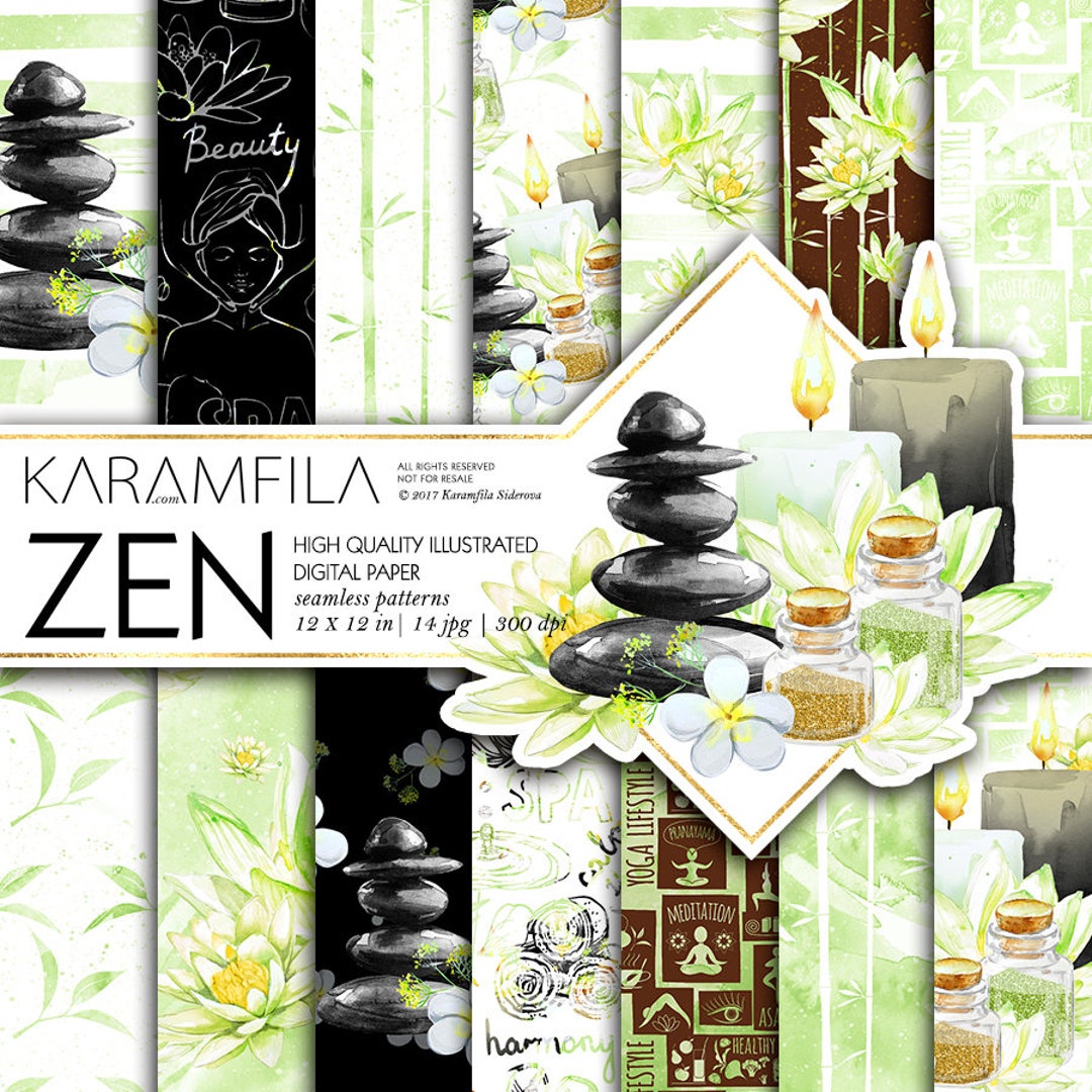 Yoga Digital Paper SPA Paper Watercolor Lotus Paper Floral - Etsy UK