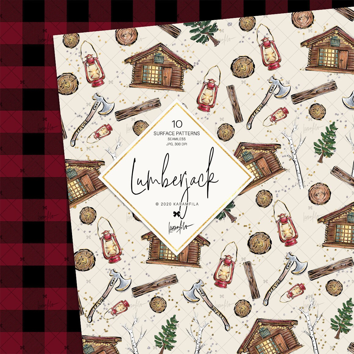 Lumberjack Digital Paper Plaid Patterns Karamfila's - Etsy
