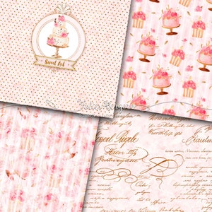 Bakery Digital Paper Pack Watercolor Handpainted Paper Seamless ...