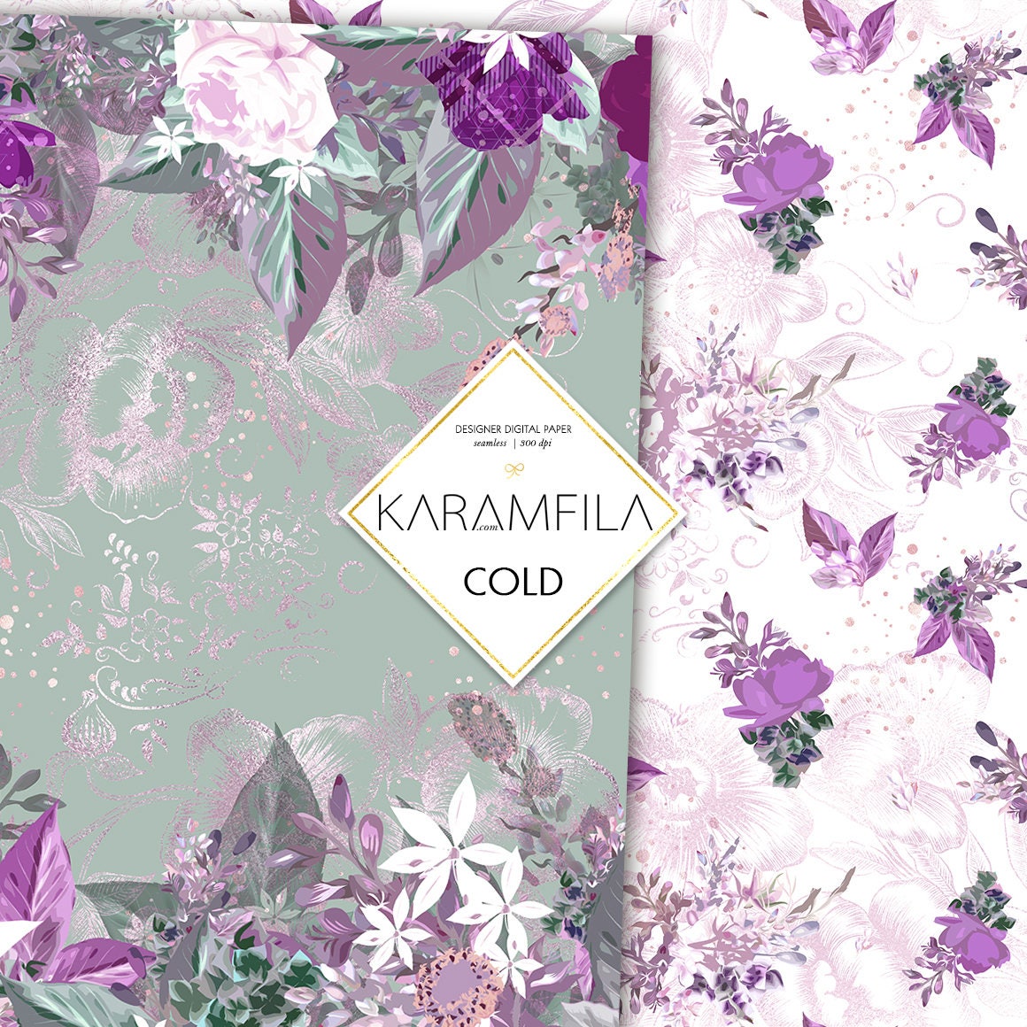 Purple Roses Paper Pastel Flowers Patterns Navy Violet Rose - Etsy