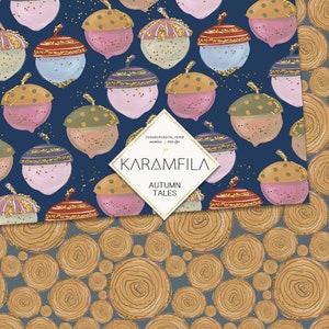 Fall Digital Paper Autumn Leaves Patterns Forest Animals | Etsy