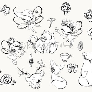 Fairy Doodle Clipart, Fall Mushrooms Clipart, Fairies Clipart, Autumn ...