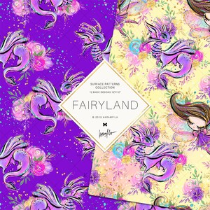 Fairy Digital Paper Unicorn Dragon Digital Paper Fairy | Etsy