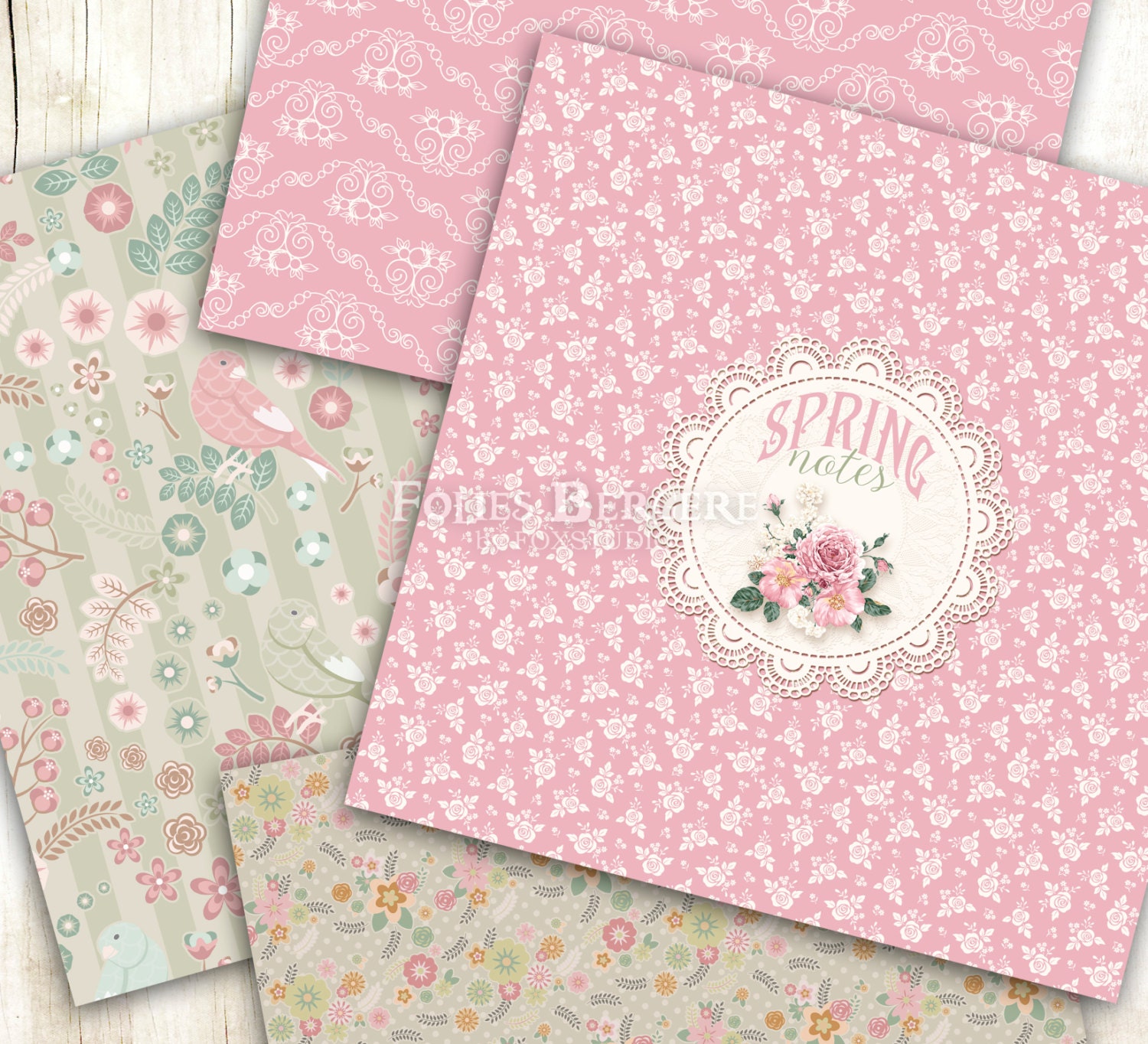 Spring Digital Paper Pack Cottage Chic Traditionial English - Etsy