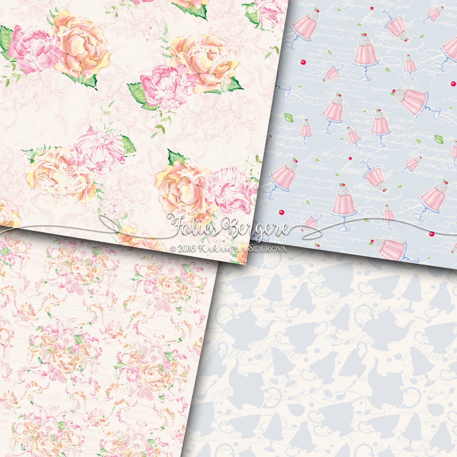 Tea Party Digital Paper Tea Time Paper Pack High Tea | Etsy