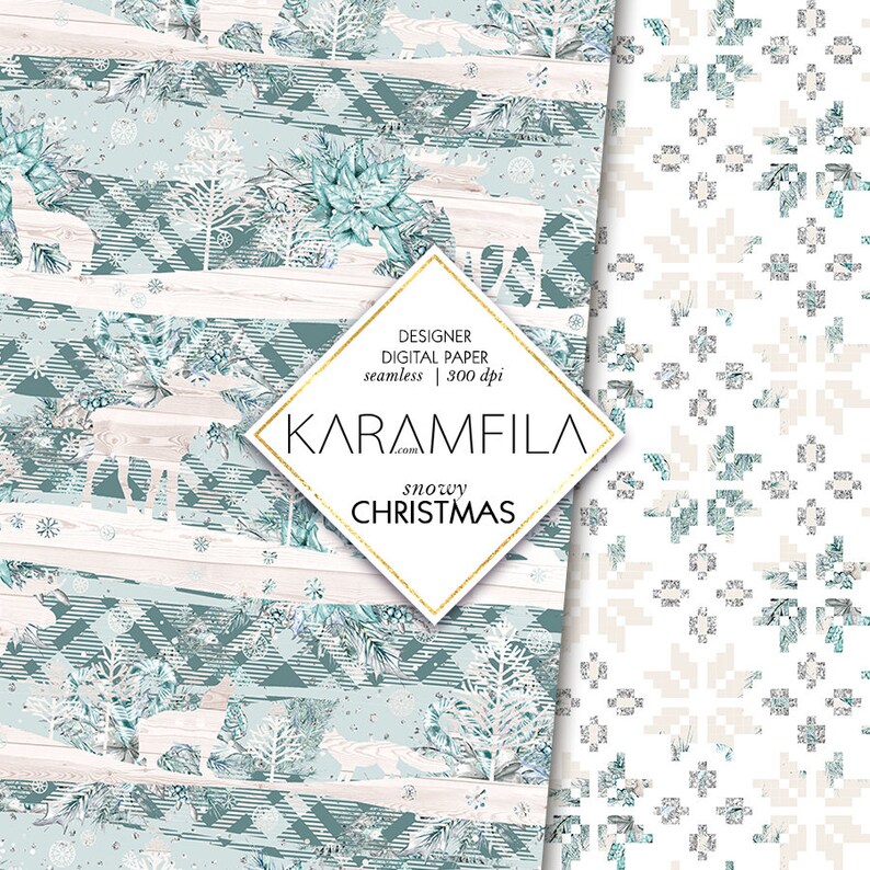 Blue Christmas Digital Paper Silver Christmas Scrapbook | Etsy