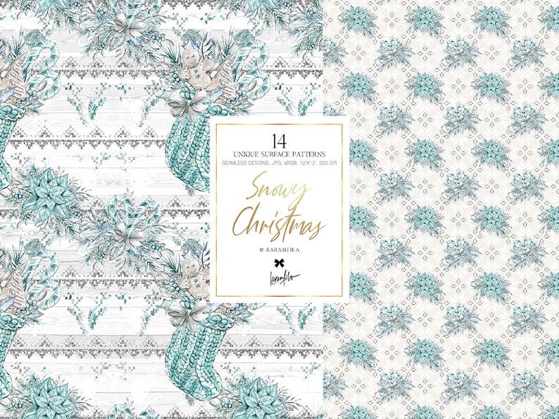 Blue Christmas Digital Paper Silver Christmas Scrapbook | Etsy