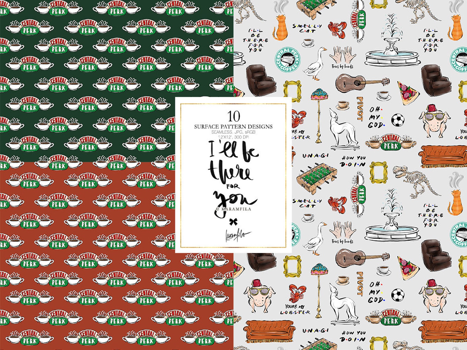 Friends Digital Paper 90's TV Show Patterns - Etsy