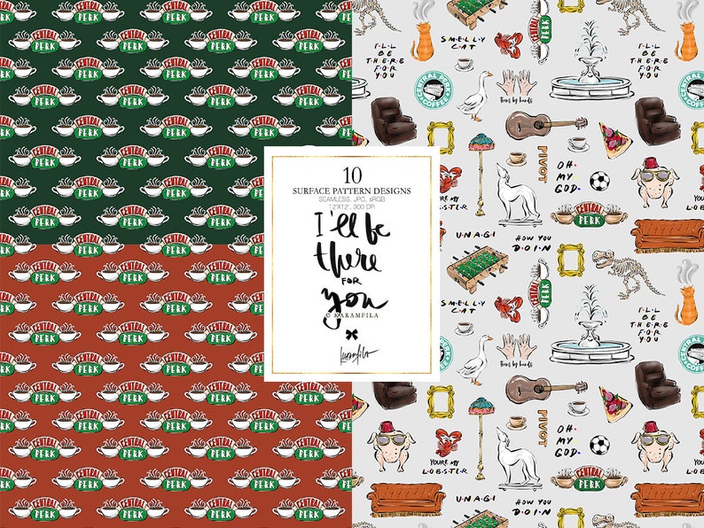 Friends Digital Paper 90's TV Show Patterns - Etsy