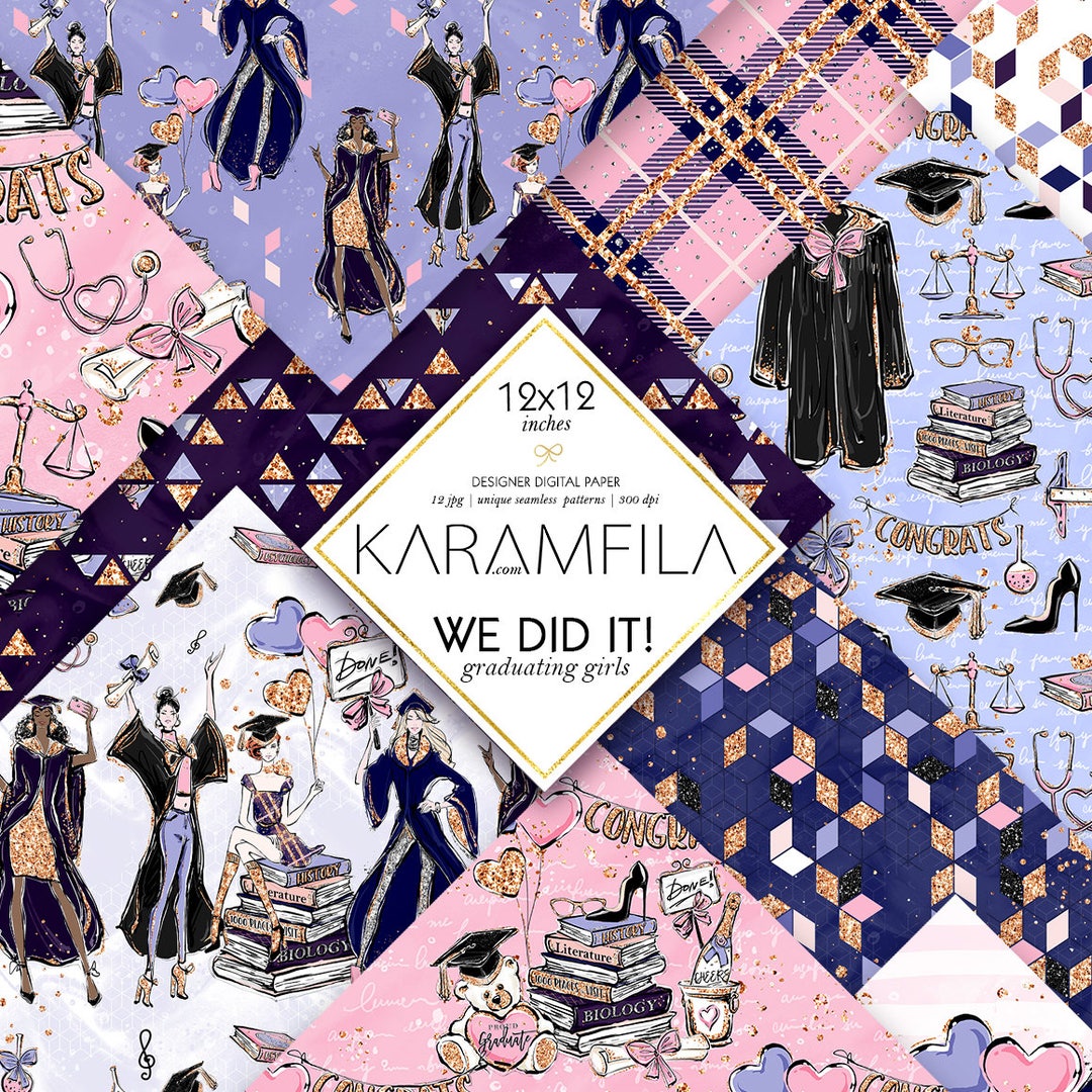 Graduation Digital Paper Graduation Party Girls Graduation - Etsy