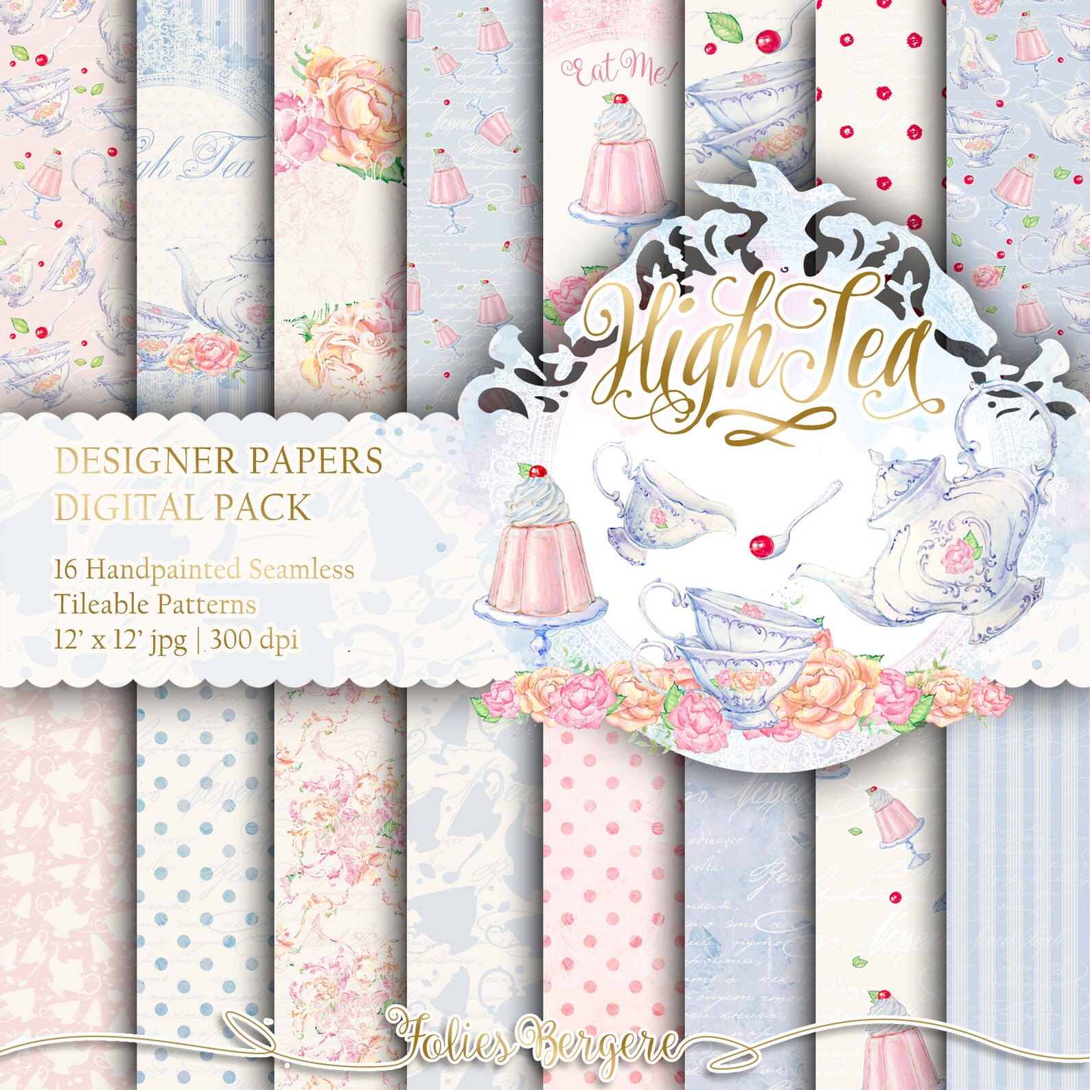 Tea Party Digital Paper Tea Time Paper Pack High Tea - Etsy