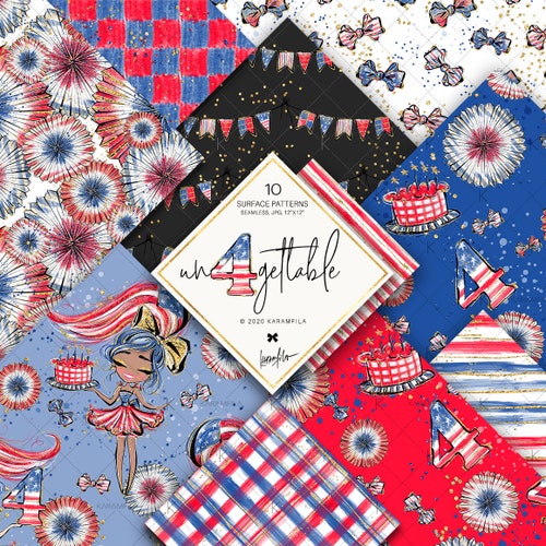 4th of July Digital Paper Pack Seamless Patterns USA | Etsy