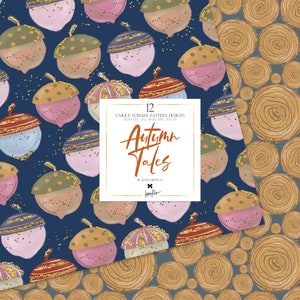 Fall Digital Paper, Autumn Leaves Patterns Forest Animals Paper Fall ...