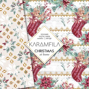 Traditional Christmas Digital Paper Xmas Seamless Patterns | Etsy