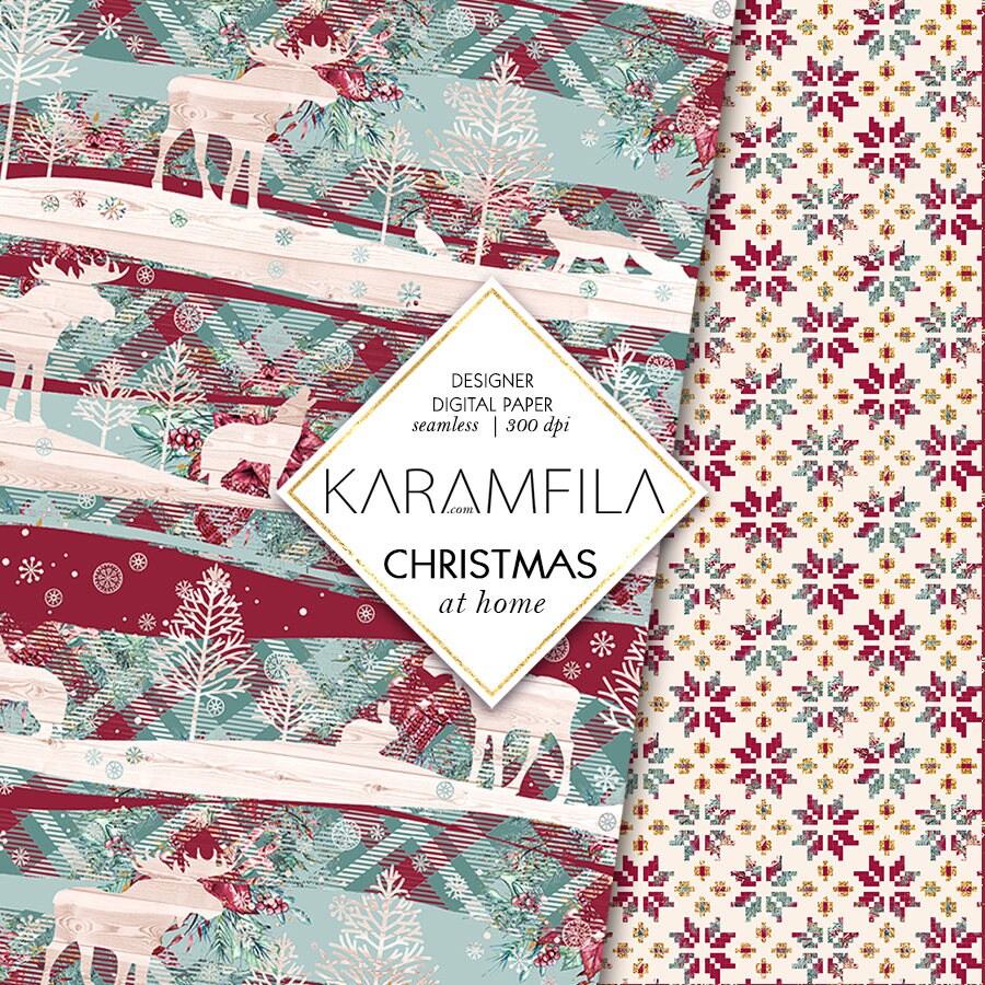 Traditional Christmas Digital Paper Xmas Seamless Patterns - Etsy