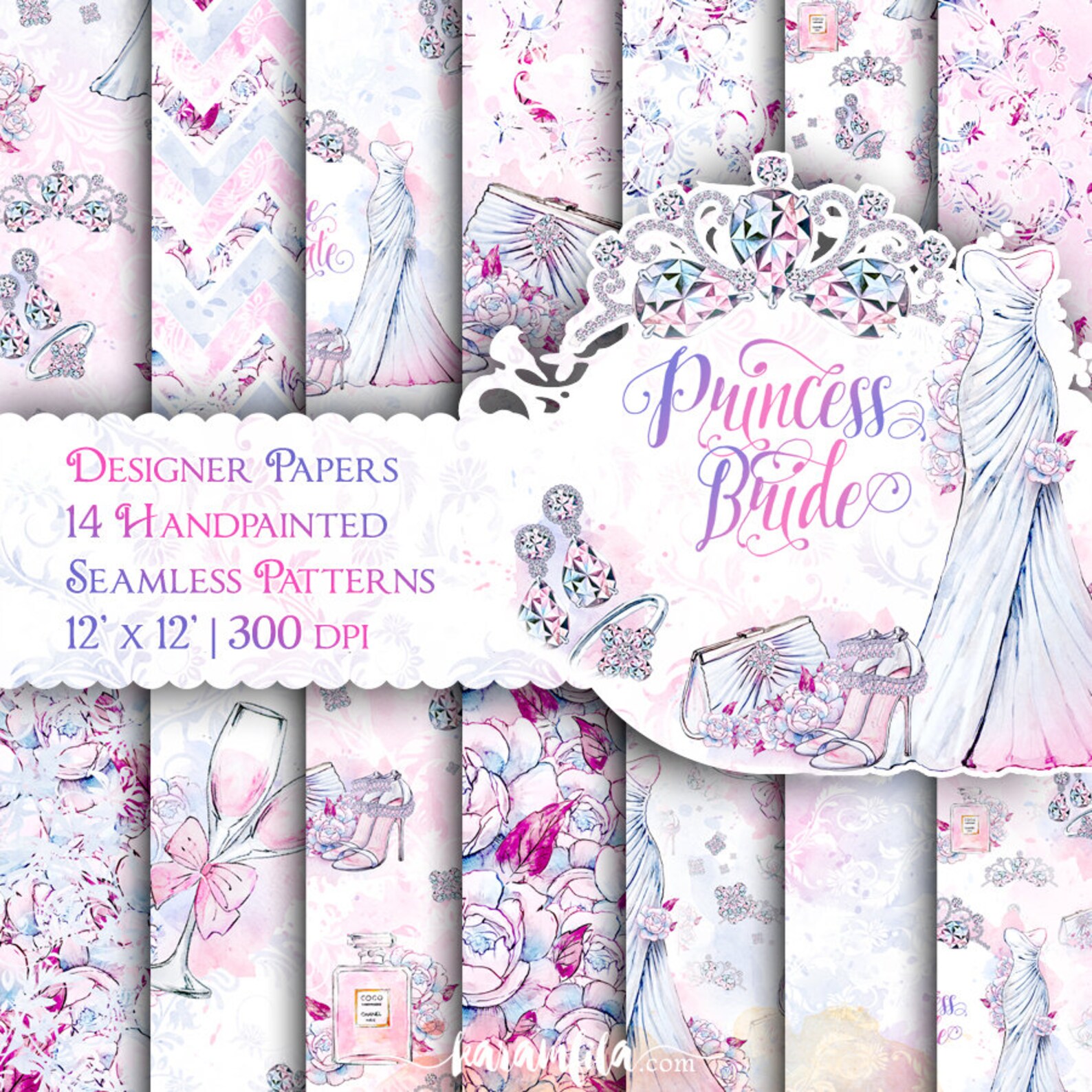 Watercolor Wedding Digital Paper Seamless Patterns Backgrounds - Etsy