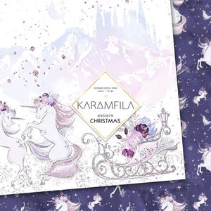 Christmas Unicorns Digital Paper Nursery Fabrics Winter - Etsy