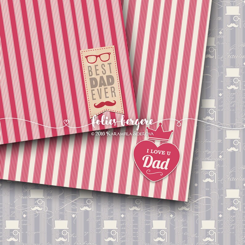 Fathers Day Digital Paper Best Dad Printable Seamless Patterns | Etsy