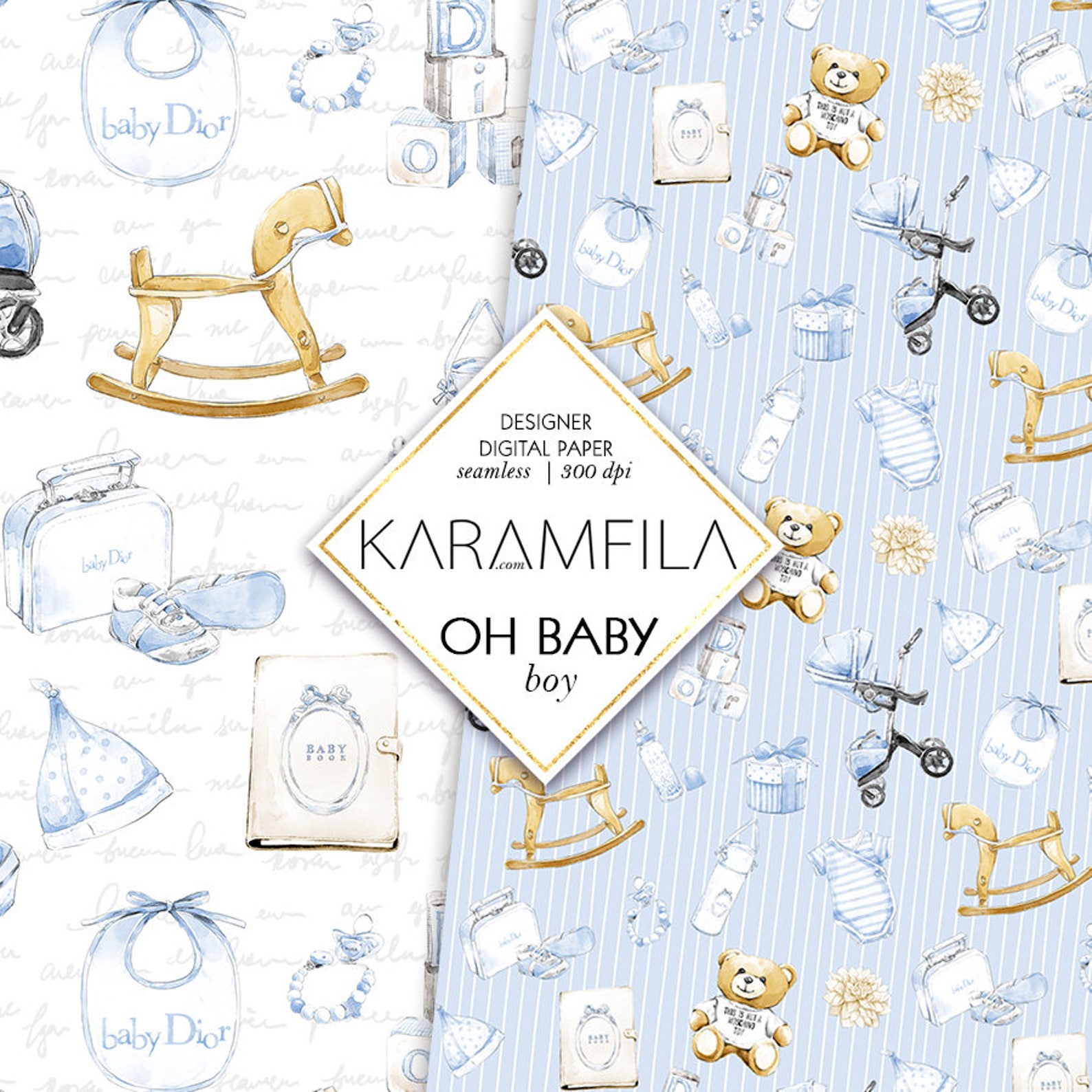 Baby Boy Digital Paper Baby Scrapbook Paper Baby Seamless | Etsy