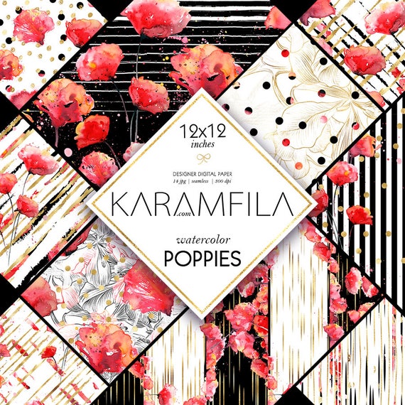 Seamless patterns.Watercolor Flower.flowers digital paper pack ...
