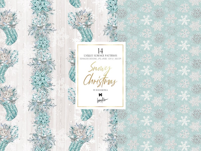 Blue Christmas Digital Paper Silver Christmas Scrapbook | Etsy