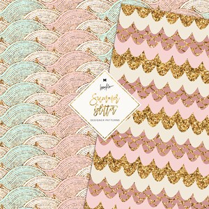Summer Digital Paper Blush Pink Mint Gold Glitter Fashion - Etsy