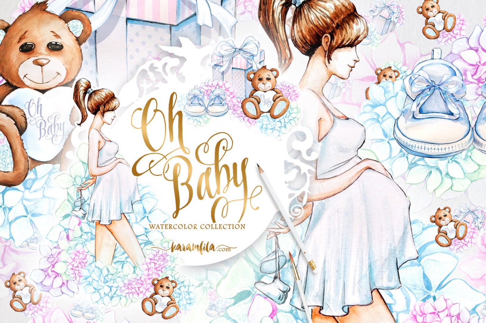 New Baby Clipart Pregnancy Clipart Cute Baby Clipart Girl | Etsy