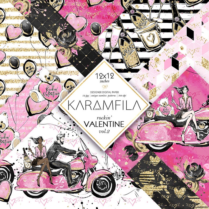 Pink Valentines Day Digital Paper Single Valentines Scrapbook - Etsy