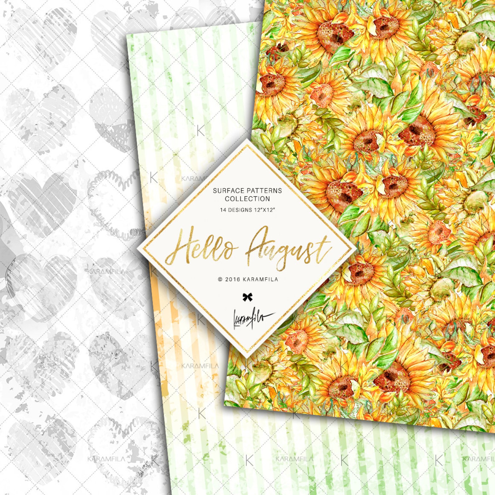Sunflower Digital Paper Pack Hello August Paper Summer Fashion - Etsy ...